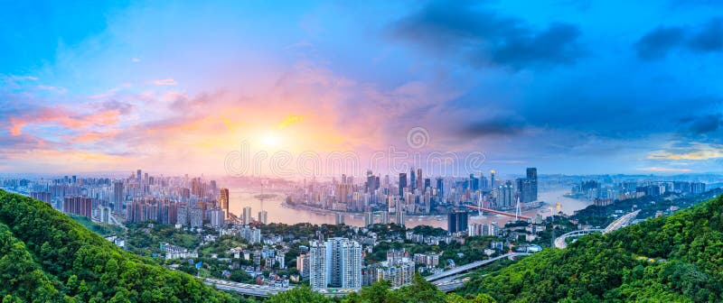 Sunset Cityscape and Skyline in Chongqing Stock Image - Image of famous ...