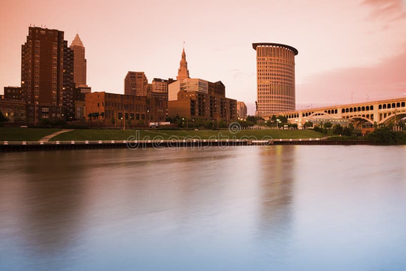 Sunset in Cleveland stock photo. Image of downtown, scene - 14690104