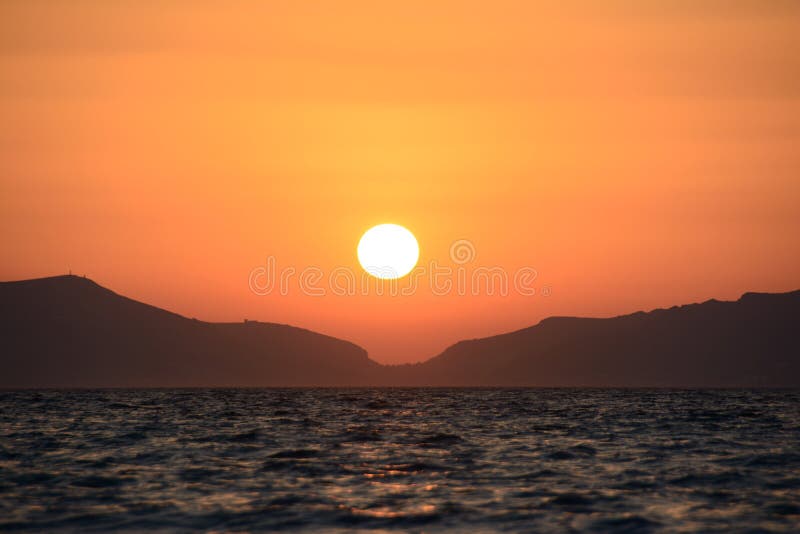Sunset Close-up on the Background of Mountains and Sea Stock Photo ...