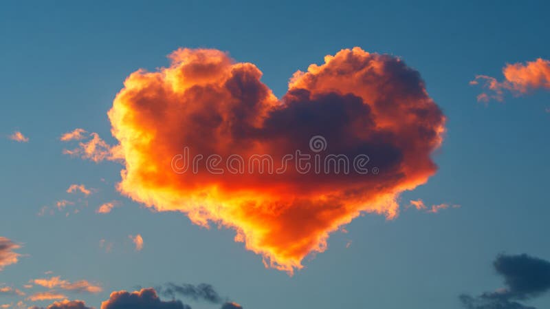 Sunset Cloud Forms Heart Shape in Sky Stock Illustration - Illustration ...