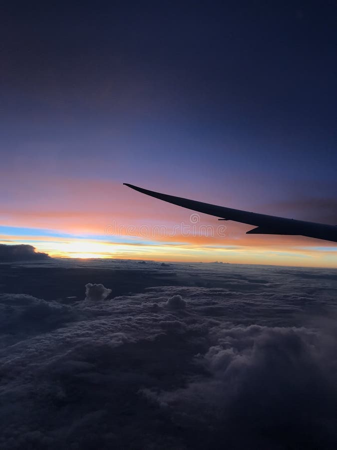 Sunset in the Clouds, Airplane Sight Stock Image - Image of horizon ...