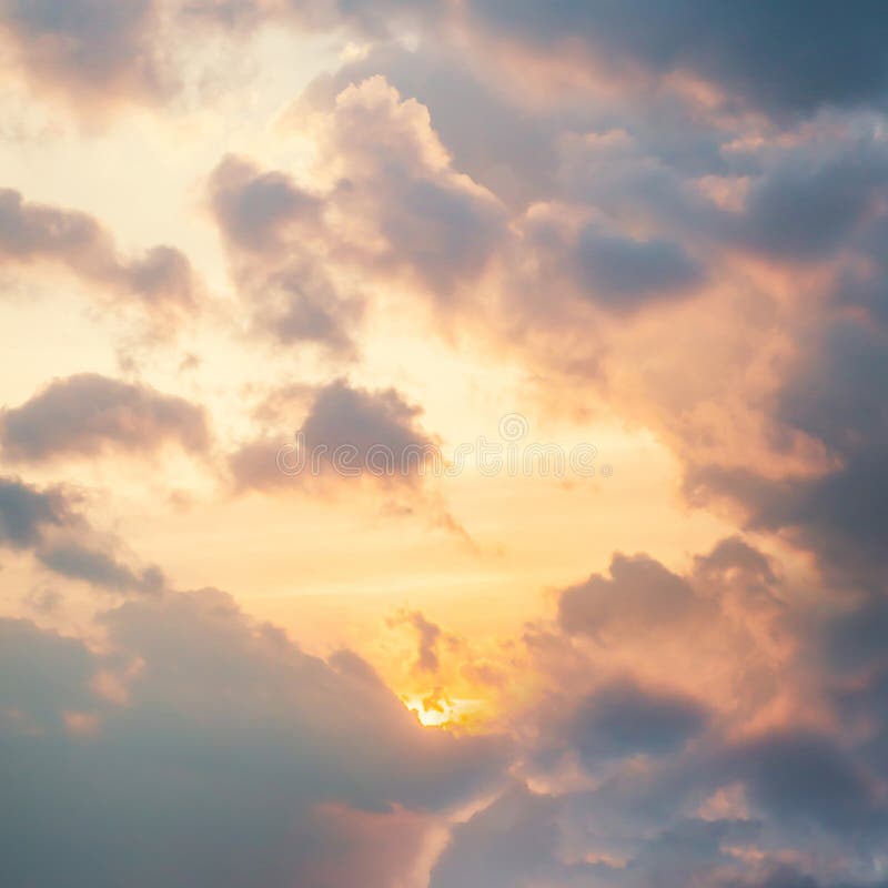 Sunset in Clouds. Beautiful Aerial View of Heaven Stock Image - Image ...