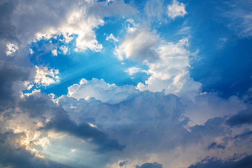 Sunset Clouds with Blue Sky, Sky Cloud Background Stock Photo - Image ...