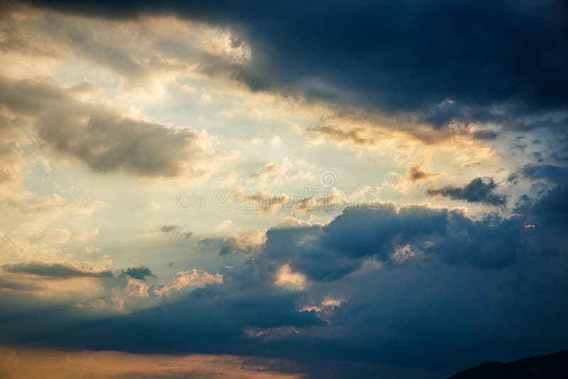 Sunset Clouds with Blue Sky, Sky Cloud Background Stock Photo - Image ...