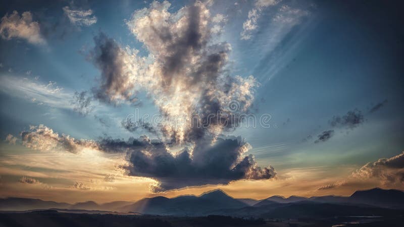 Sunset Clouds with Blue Sky. Loop Animation. Stock Video - Video of ...