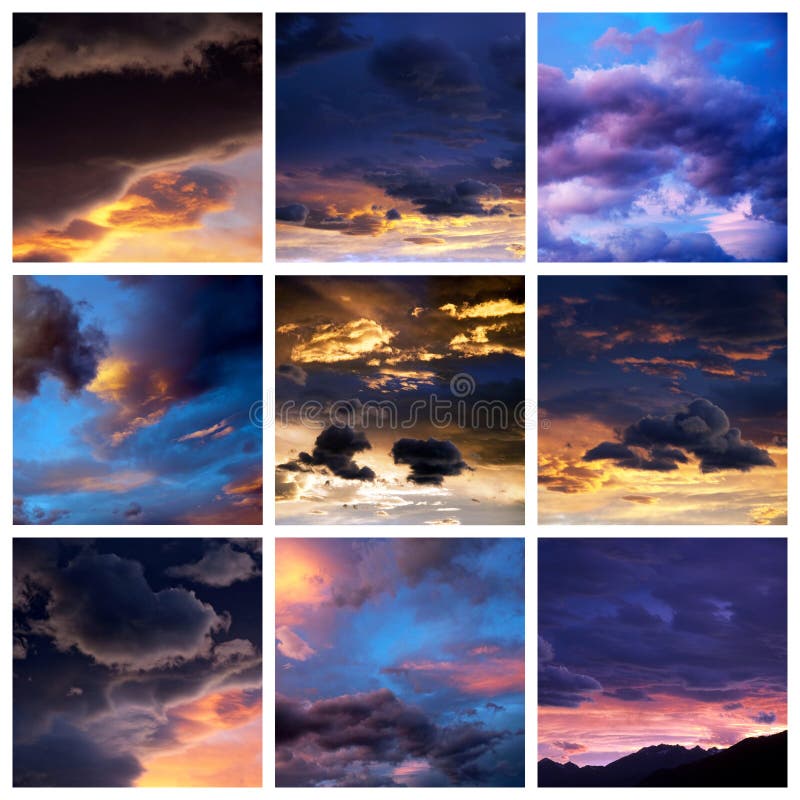 Sunset clouds collage stock image. Image of heaven, nature - 14573775