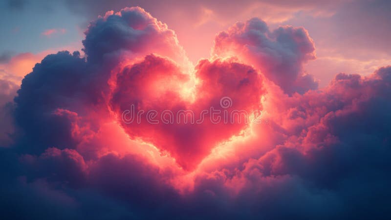 Sunset Clouds Form Heart Shape in Sky Stock Illustration - Illustration ...