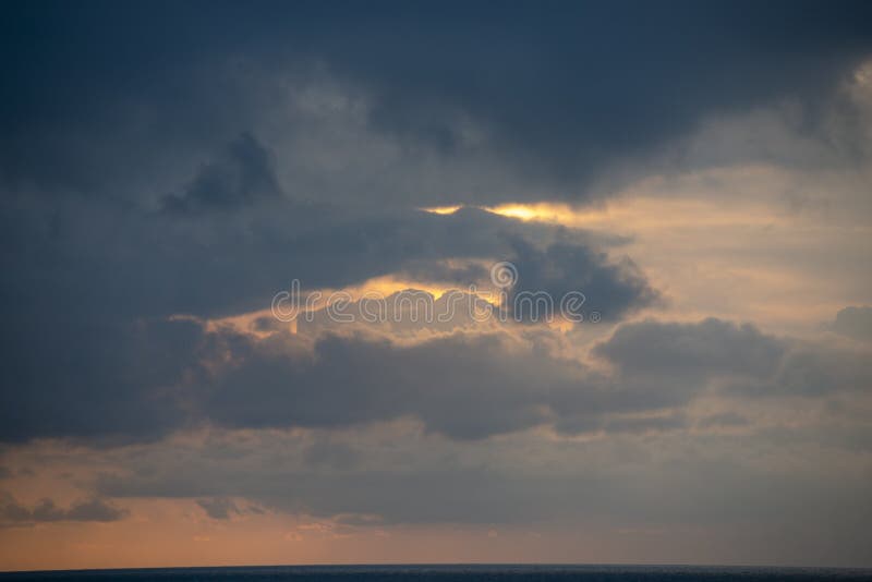Sunset with Clouds, Light and Other Atmospheric Effect Stock Image ...