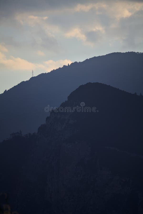 Sunset with Clouds on a Mountain Ridge Stock Photo - Image of beauty ...