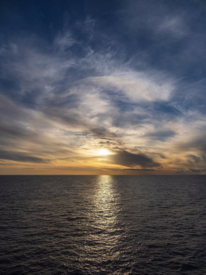 Sunset with Clouds on the North Sea Stock Image - Image of orange ...