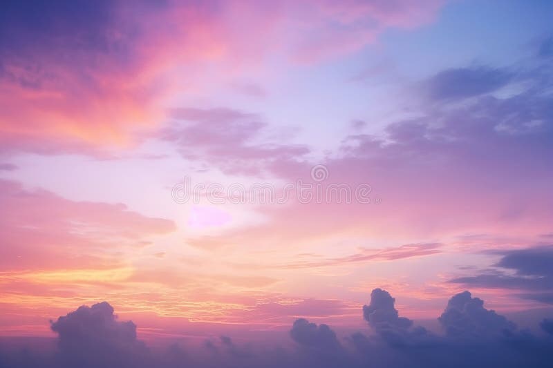 A Sunset with Clouds and a Plane Flying in the Sky with the Sun Setting ...