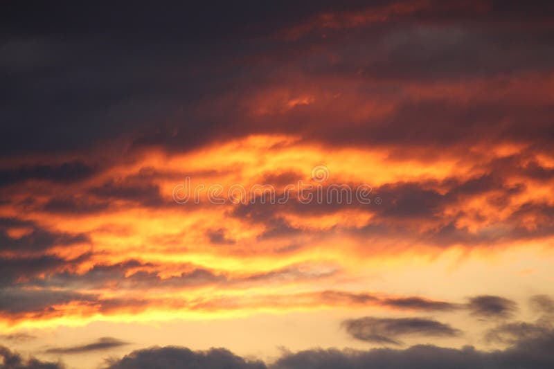 Sunset Clouds Red Sun Reflection Effect Dawn Stock Photo - Image of ...