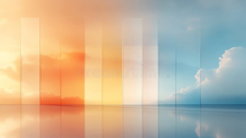 Sunset and Clouds Reflected on Glass Panels Stock Illustration ...