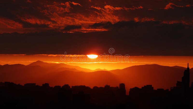 Sunset Clouds in Santiago Chile Stock Photo - Image of mountain ...