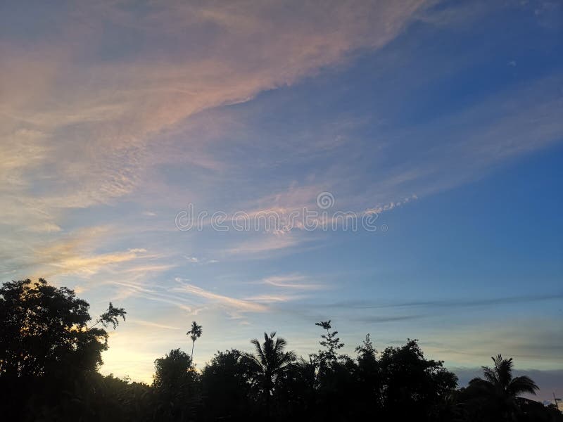 Evening Cloudy Sky Landscape Stock Image - Image of season, sunrise ...