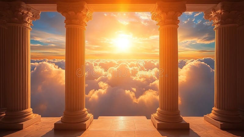 Sunset Cloudscape Viewed from Classical Columns Stock Image - Image of ...