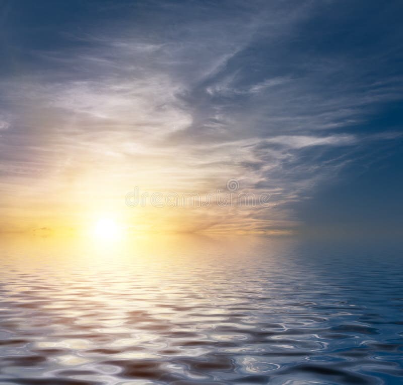 Sunset in a Cloudy Haze Over the Sea Stock Photo - Image of coast ...