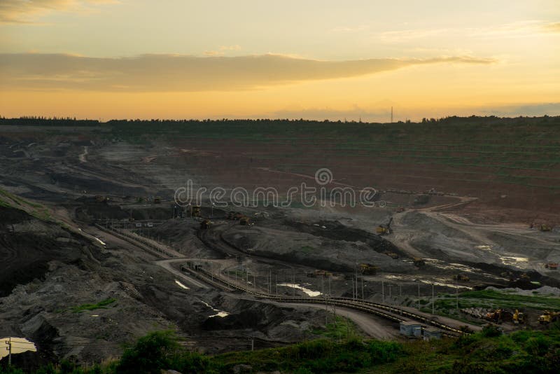 Sunset in Coal Mine stock image. Image of environment - 86099419
