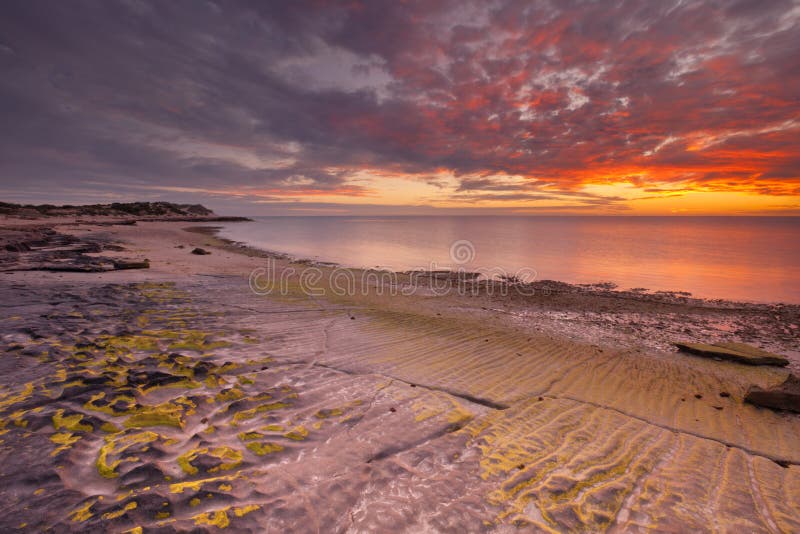 Sunset on the Coast of Cape Range NP, Western Australia Stock Photo ...