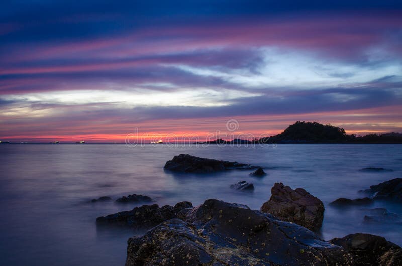 Sunset at Coast Line in Thailand Stock Photo - Image of evening, hobby ...