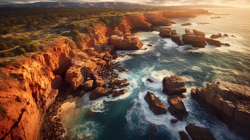 Sunset at Coastline Western Australia in Broome Red Cliffs Stock ...