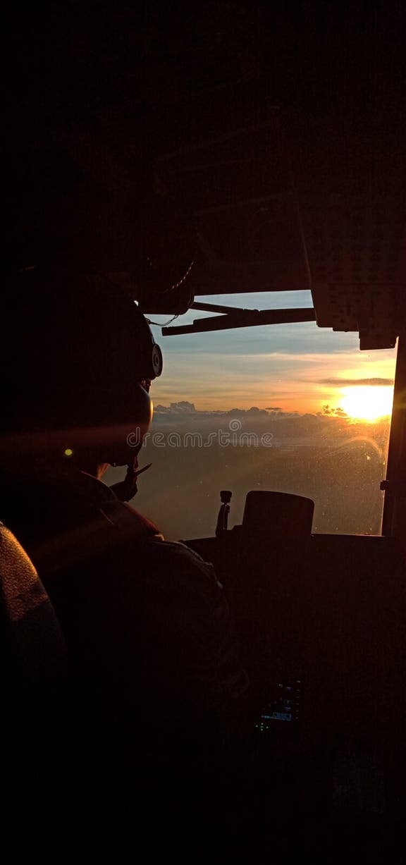 Sunset in Cockpit Helicopter Bell-412 Stock Photo - Image of sunset ...