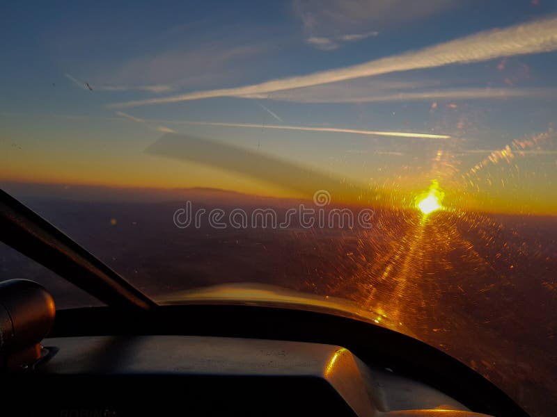 Sunset cockpitview stock image. Image of wings, lyon - 139670323