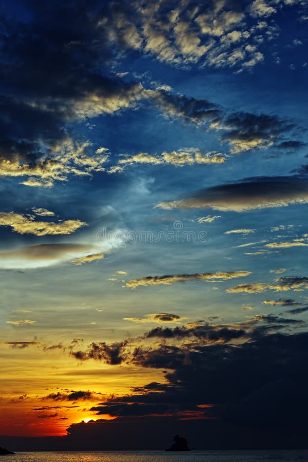 Sunset with a Cold Sky Over the Sea Stock Photo - Image of cloudscape ...