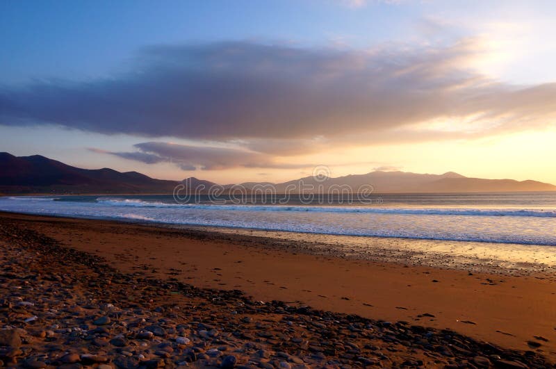 Brandon Bay Sunset with Mountains on Background Stock Image - Image of ...