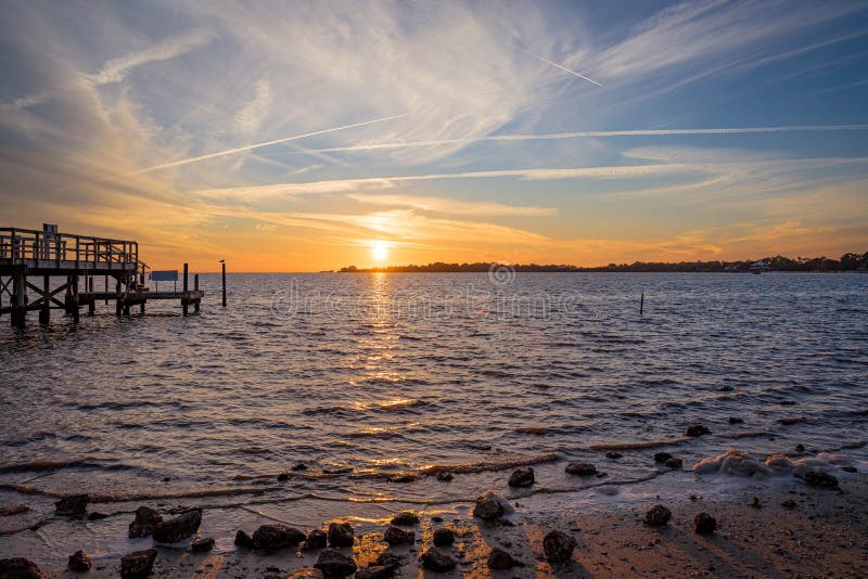 Sunset with a Cold Sky Over the Sea Stock Photo - Image of cloudscape ...