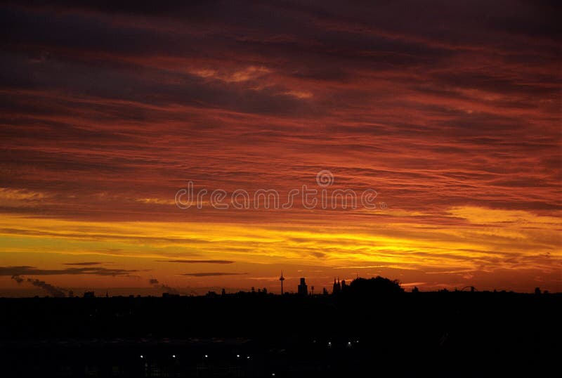 Sunset in Cologne stock photo. Image of night, scenic - 11960890
