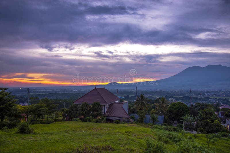 Sunset with Views of Malang`s Java City of Indonesia Stock Photo ...