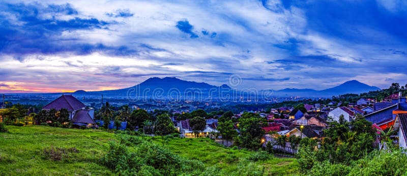 Sunset with Views of Malang`s Java City of Indonesia Stock Photo ...