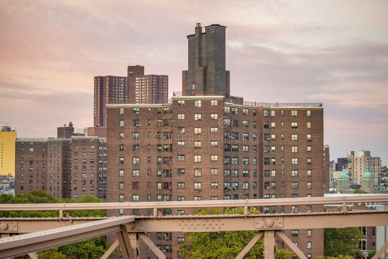 Sunset Colors of Brooklyn As Seen from Brooklyn Bridge, NYC Stock Image ...