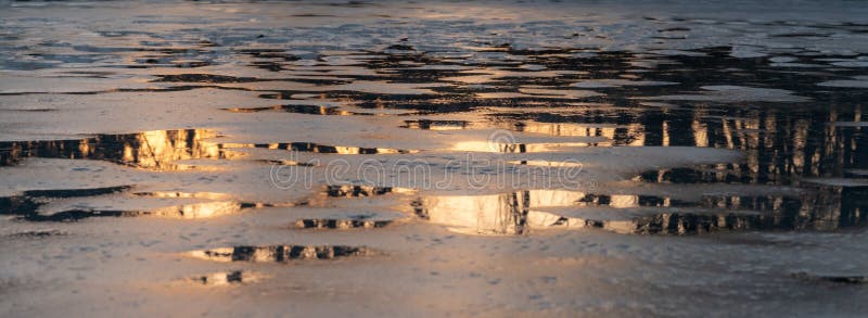 Sunset Colors in Water Reflection Stock Image - Image of tranquil ...