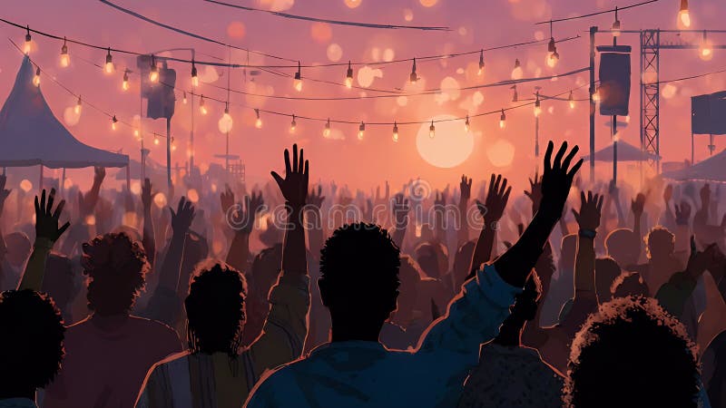 Sunset Concert Crowd stock video. Video of lights, vibrant - 388024623