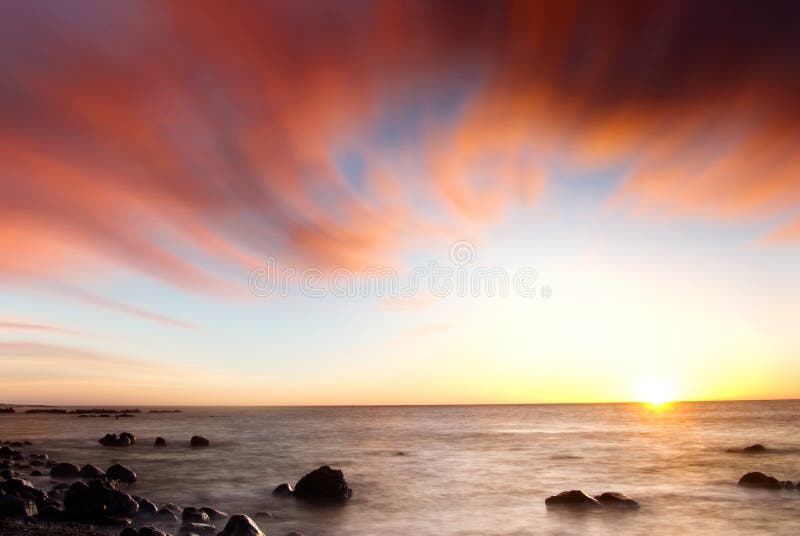 Sunset of Coral Reef Coastline Stock Image - Image of landscape, sunny ...
