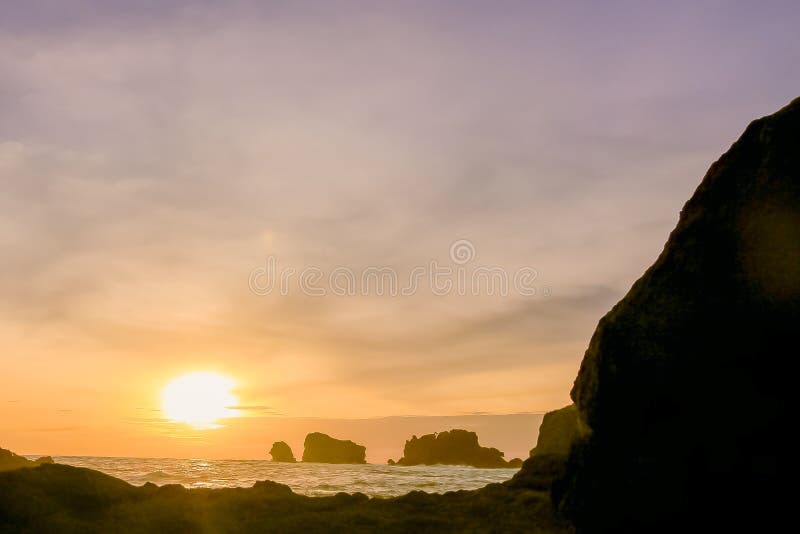 Golden Sunset, Coral and Beautiful Coastline. Stock Image - Image of ...