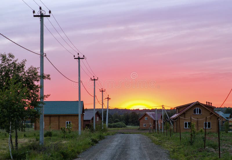 Sunset at the cottage stock photo. Image of holiday - 120963690