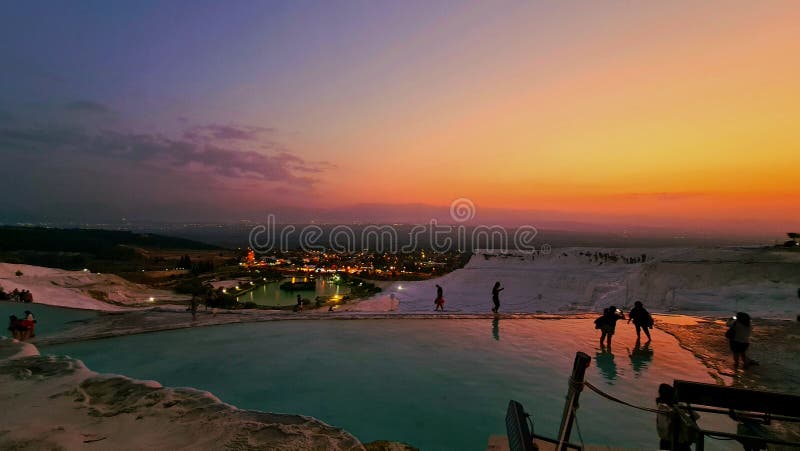 Sunset at Cotton Castle Turkey Stock Photo - Image of sunlight, coast ...