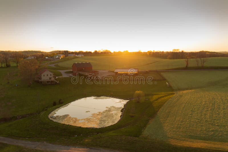 Country sunset stock image. Image of lake, seasonal - 180136343