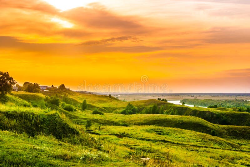 Sunset in countryside stock image. Image of health, healthy - 51555837