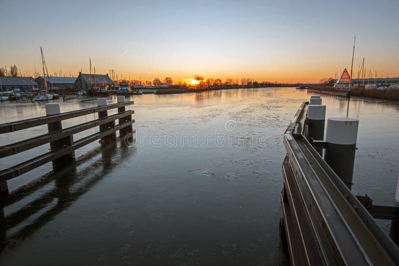 Sunset in the Countryside from Friesland in the Netherlands Stock Image ...