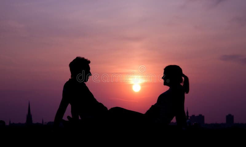 Sunset couple stock image. Image of outside, black, teenage - 11842557