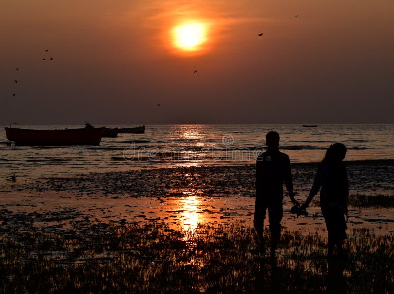Romantic Sunset with Lovers Background Stock Photo - Image of ...