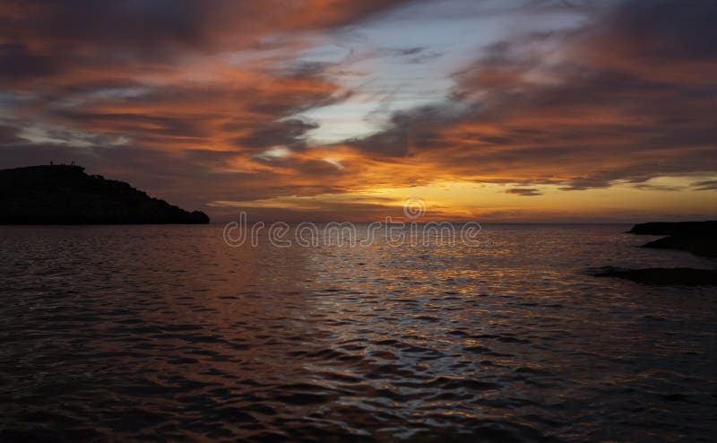 Sunset from a Cove in Ibiza Stock Image - Image of paradise, beach ...
