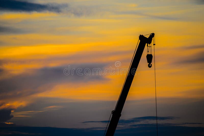 Sunset cranes stock photo. Image of rack, hard, mobile - 87884060