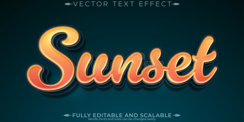 Sunset Creative Text Effect, Editable Modern and Poster Text Style Stock Vector - Illustration ...
