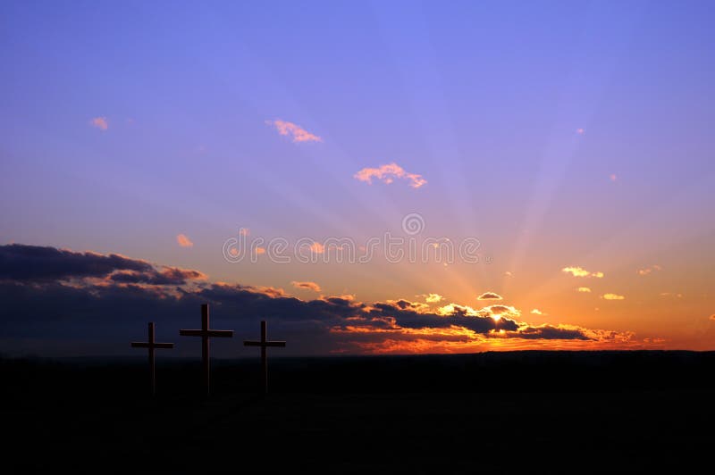 Cross at Sunset stock image. Image of religion, nature - 4297839