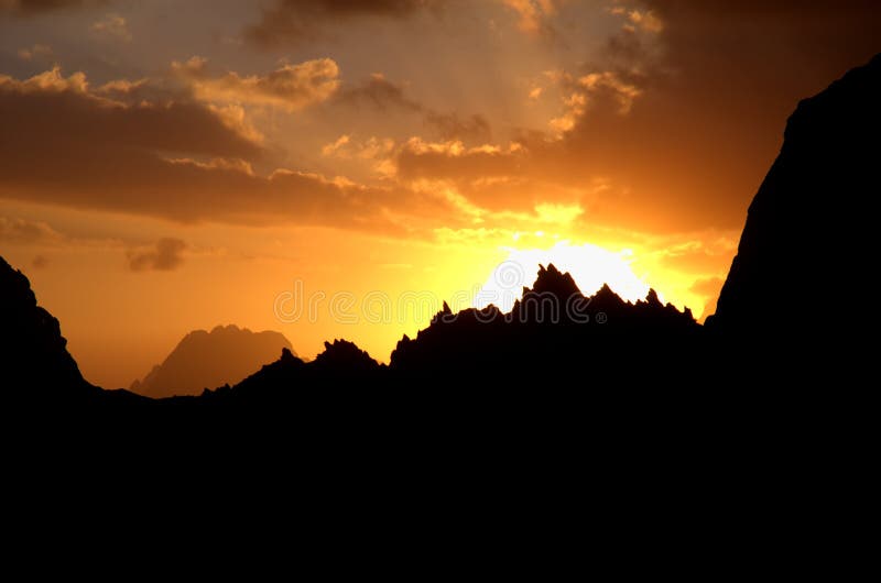 Sunset crown stock image. Image of mountains, black, evening - 5329787